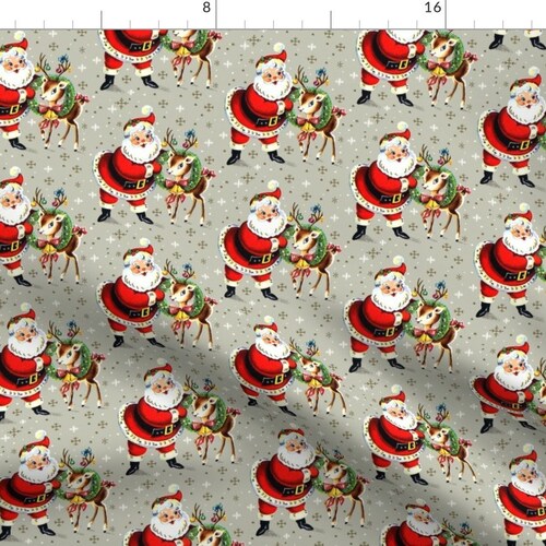 Vintage Santa Fabric Pink Retro Santa by - Etsy