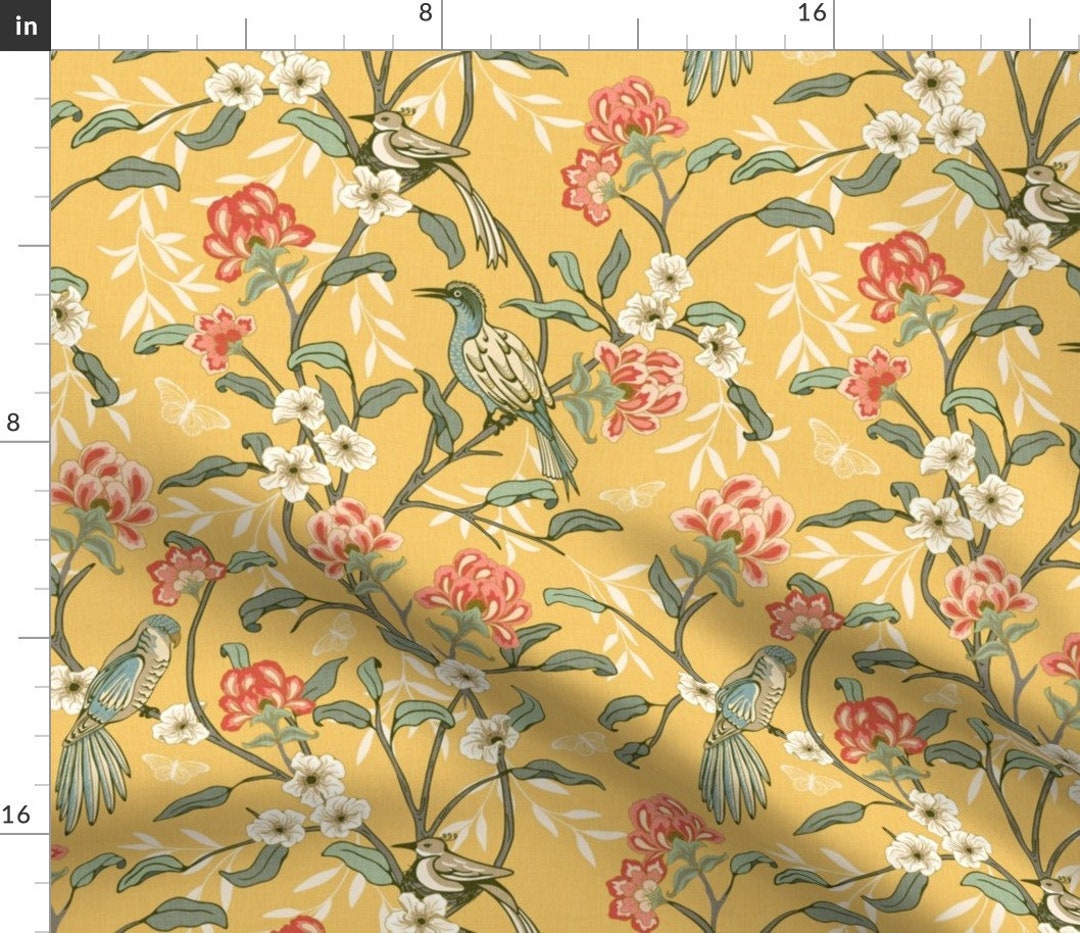 Regency Floral Fabric 1700s Chinoiserie by Fernlesliestudio Butter ...