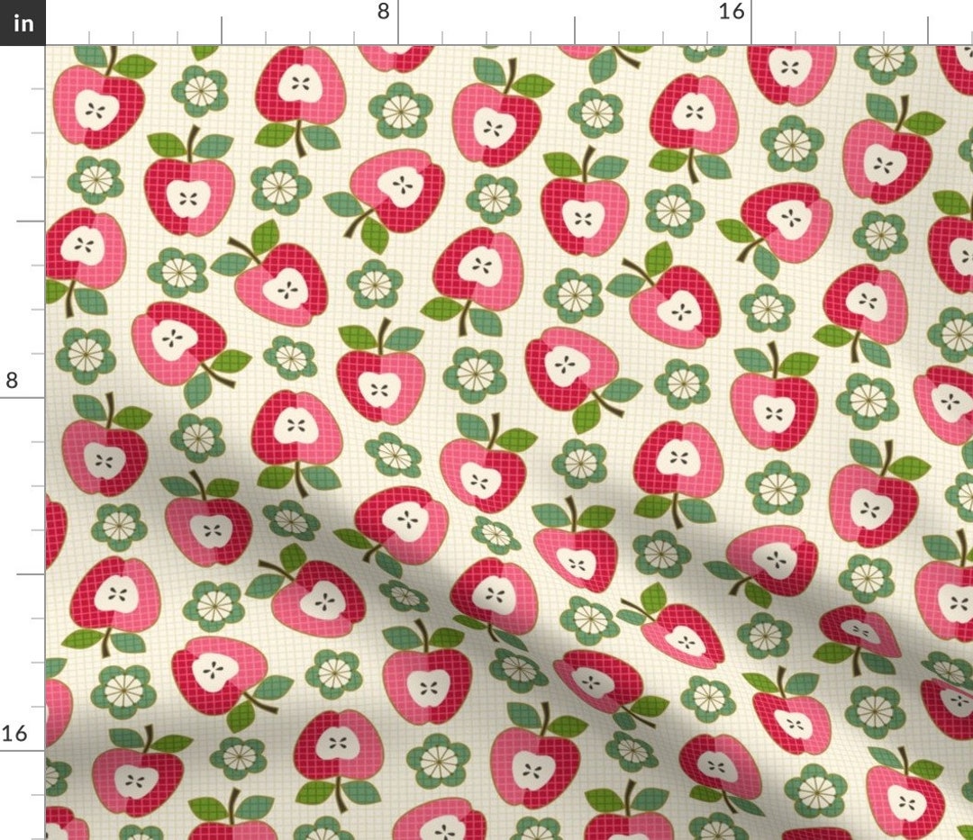 Fresh Apples Fabric Delicious Apples and Blossoms by Studioxtine ...