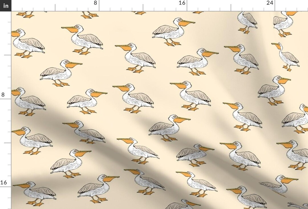Pelican Fabric - Pelicans by Taraput - Beach Nautical Peach Pelican ...