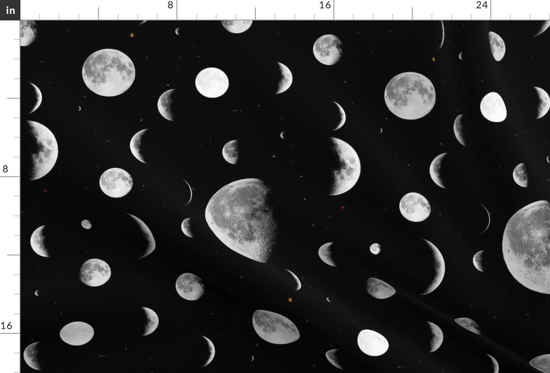 Moon Fabric - Moon Phases by Onelittleprintshop Space Sky Night ...