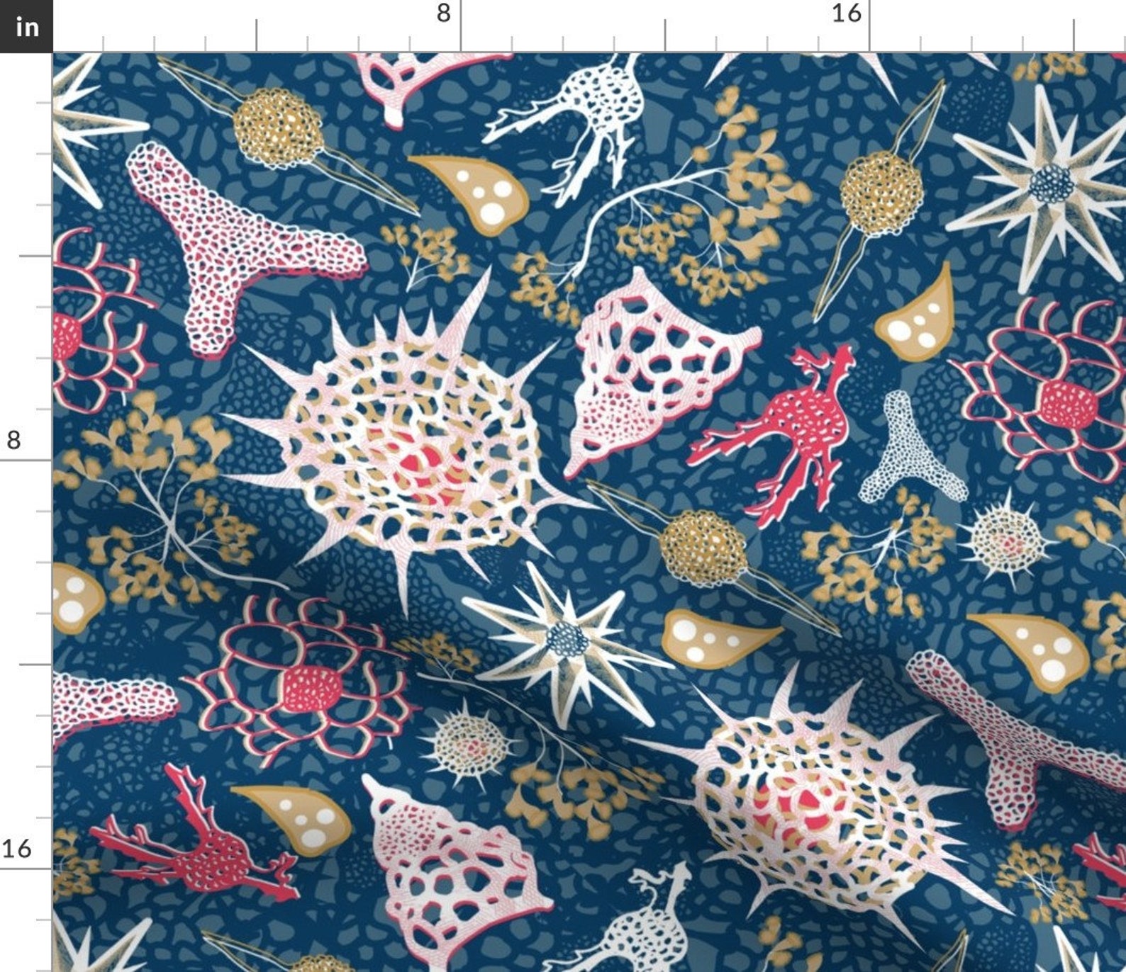 Microorganism Fabric Protozoans by Winkeltriple Blue Pink - Etsy