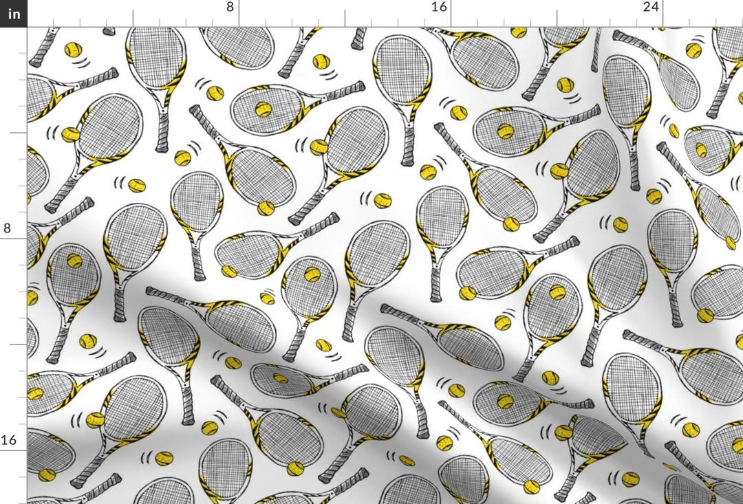Vintage Tennis Fabric - Tennis Rackets - Sport Game by Revista - Retro ...