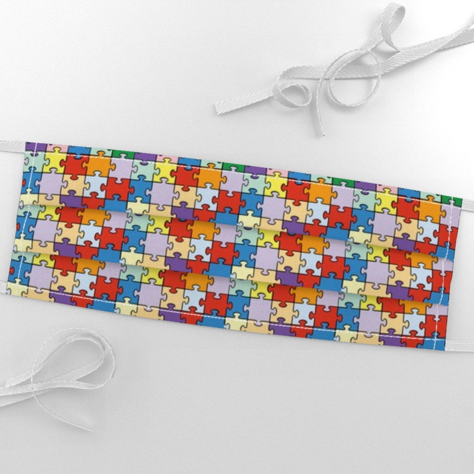 Puzzle Fabric Brightly Colored Jigsaw By Studiofibonacci | Etsy