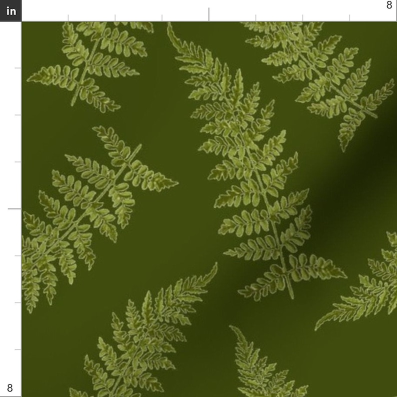 Ferns Fabric Vintage Ferns-dark Green by Redbriarstudio | Etsy