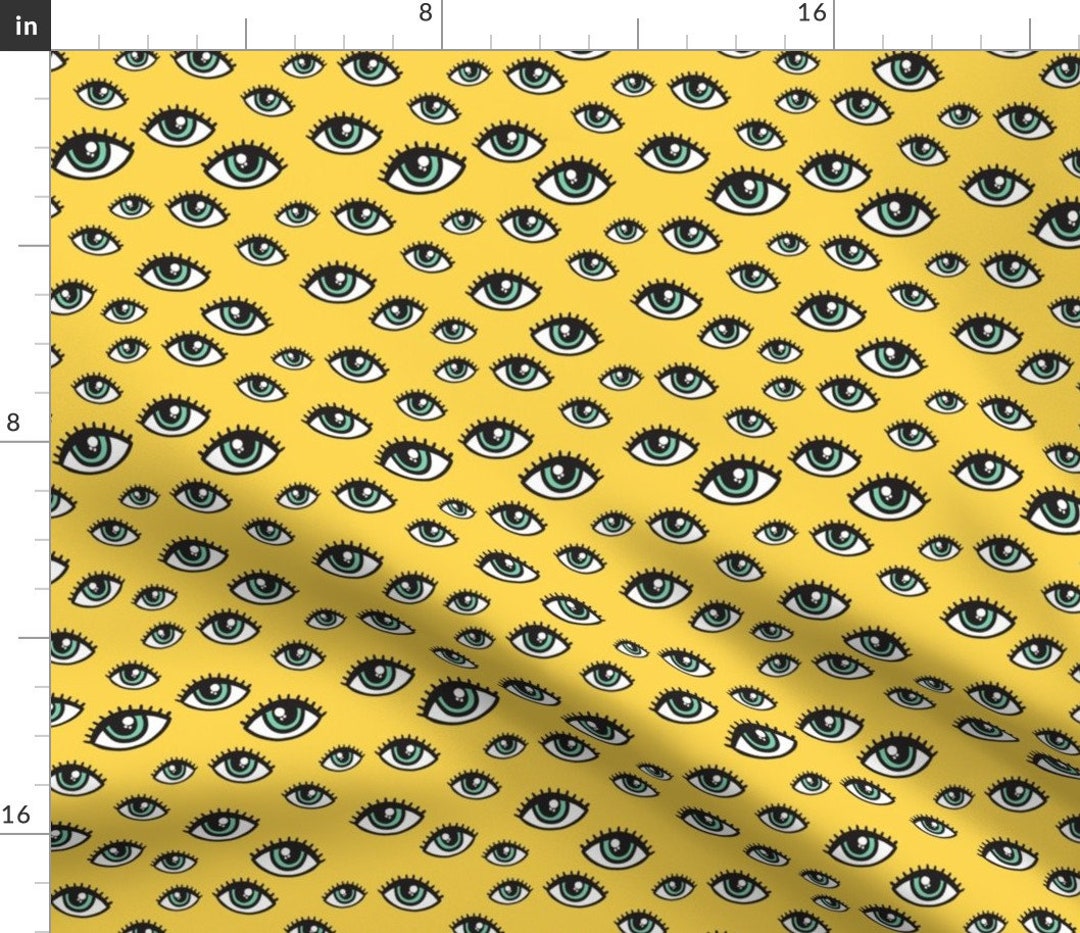 Eye Fabric Eyes Pattern by Kostolom3000 Yellow Blue Eyes - Etsy