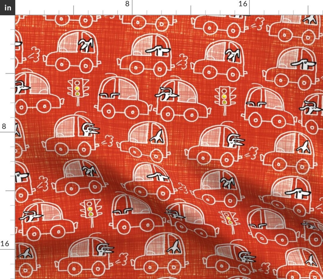 Dogs in Cars Fabric Car Ride Dogs by Coopercraft Dogs Car Driving Red ...