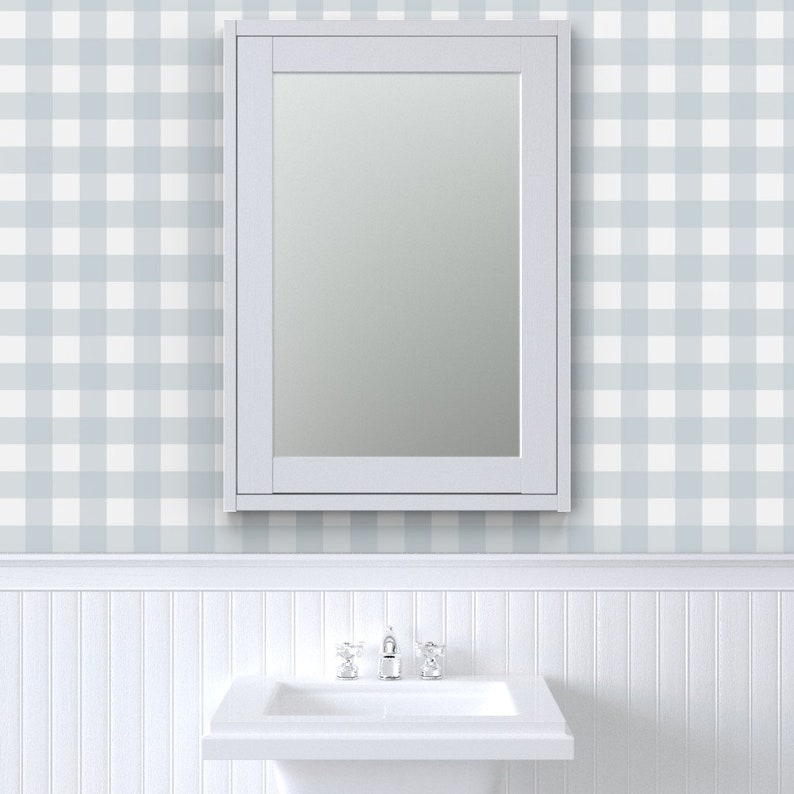Gingham Wallpaper Buffalo Check in Light Blue by - Etsy