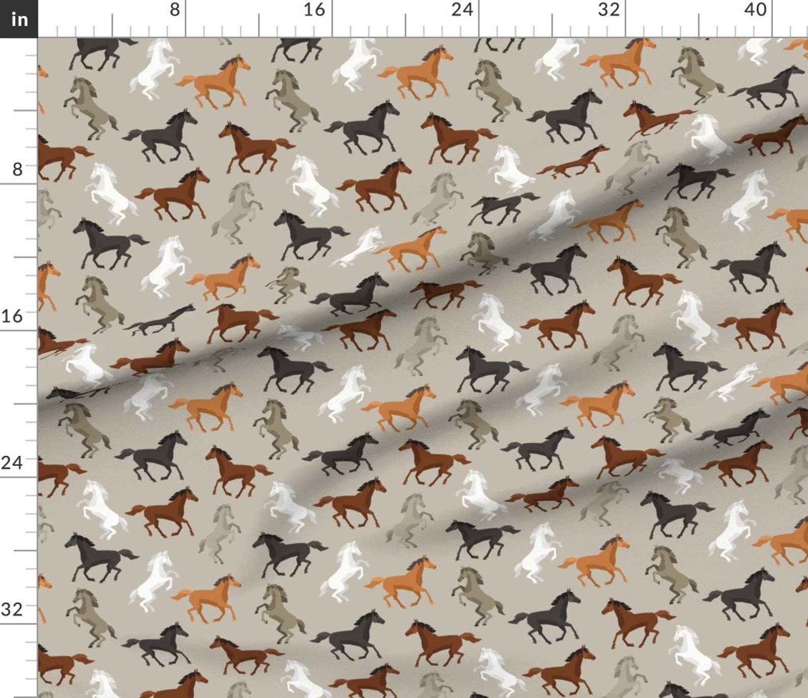 Wild Horses Fabric Running Wild by Floramoon Designs Wild - Etsy