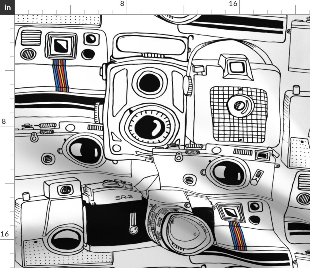 Cameral Collage Fabric Vintage Cameras by Maceymack Retro Camera ...