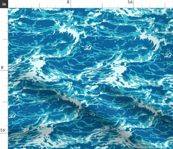 Ocean Waves Fabric Ocean Waves by Nethery Ocean Blue - Etsy