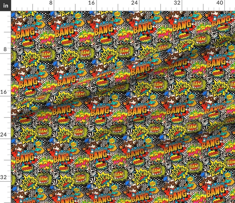 Bam Fabric Zap Bam Boom by Whimzwhirled Retro Words | Etsy