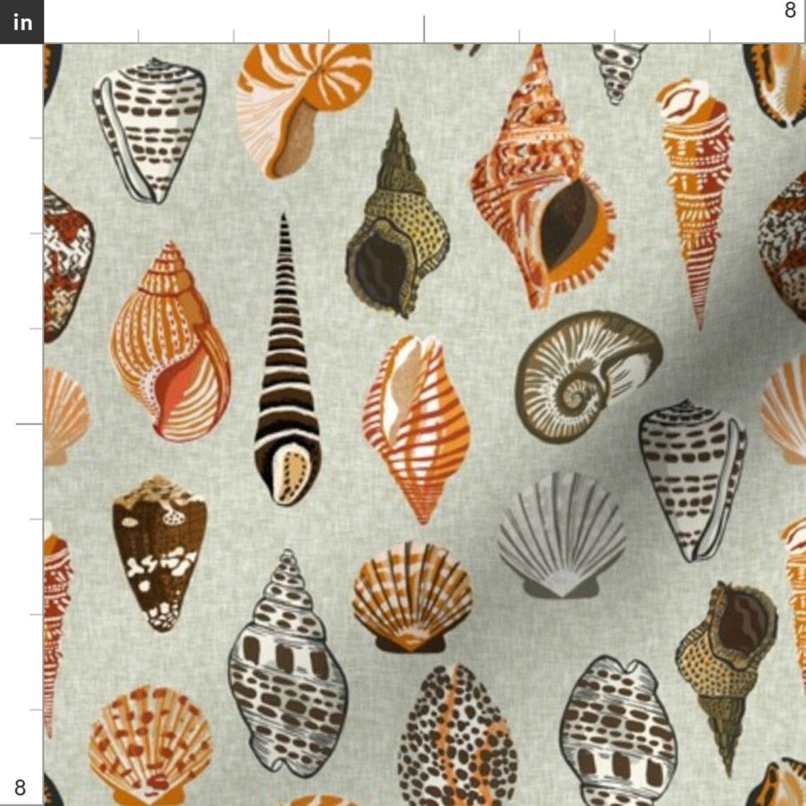 Shell Fabric Seashells Beach Summer Mint Ocean Water Sea | Etsy