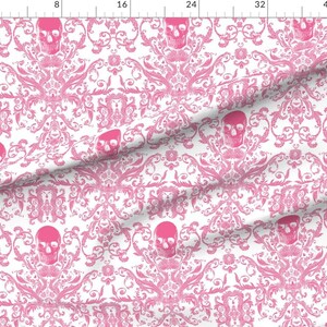Pink Skull Fabric Dread Damask // Fuchsia by Willowlanetextiles Hot ...