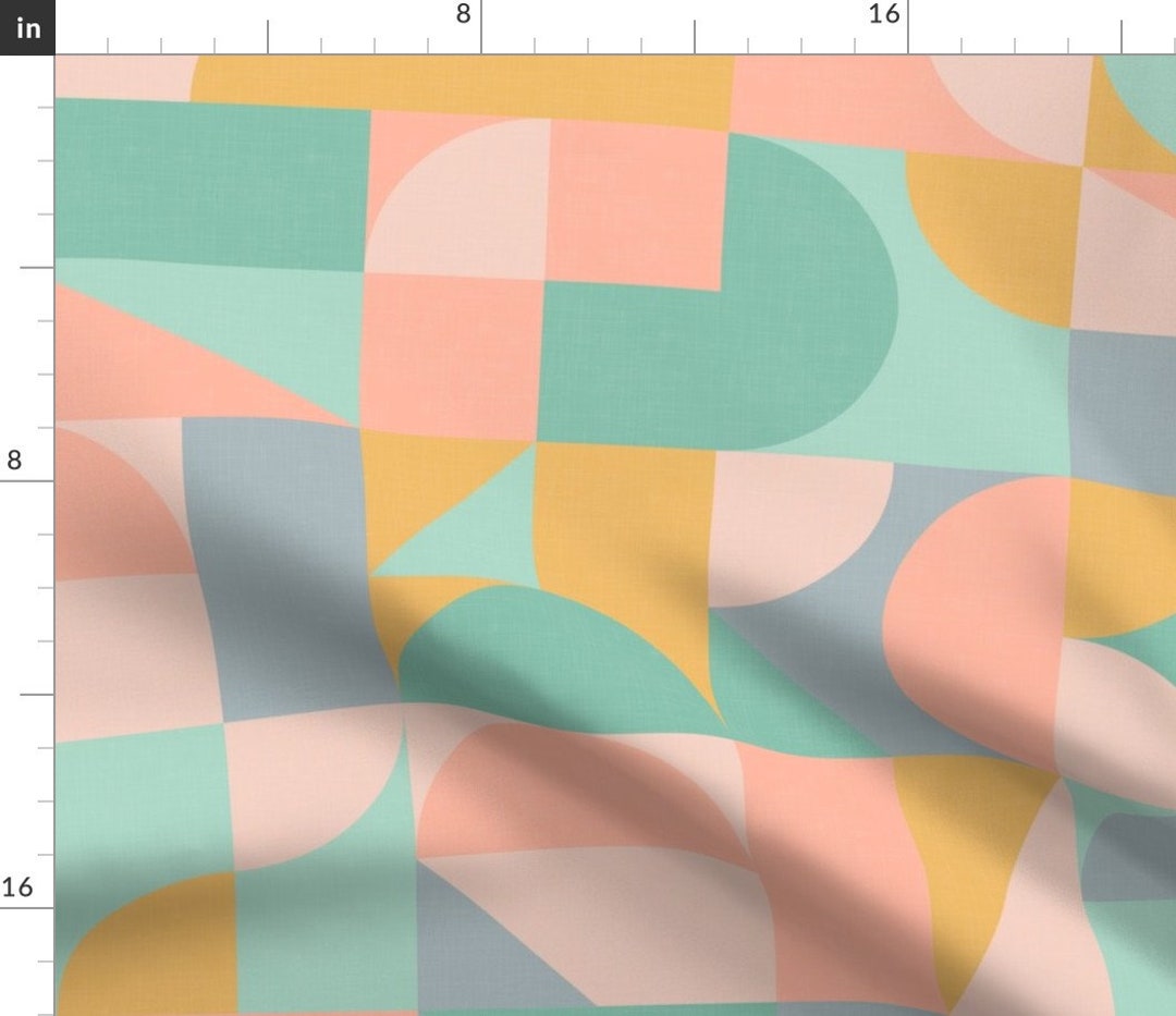 Pastel Mod Fabric Mid Century Modern Geometry by Evamatise - Etsy