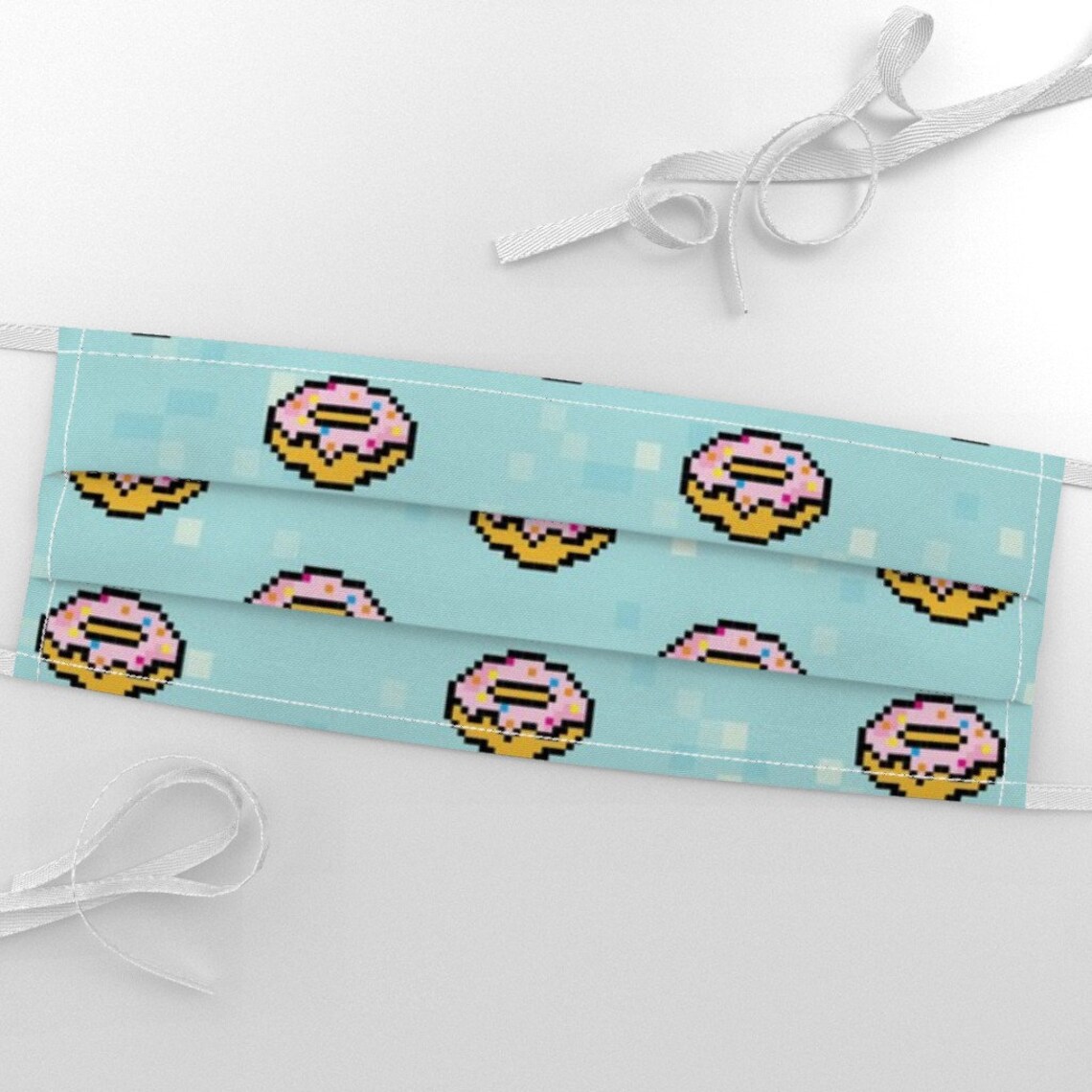 8 Bit Breakfast Fabric Pixel Pink Frosted Donuts by Annaboo | Etsy