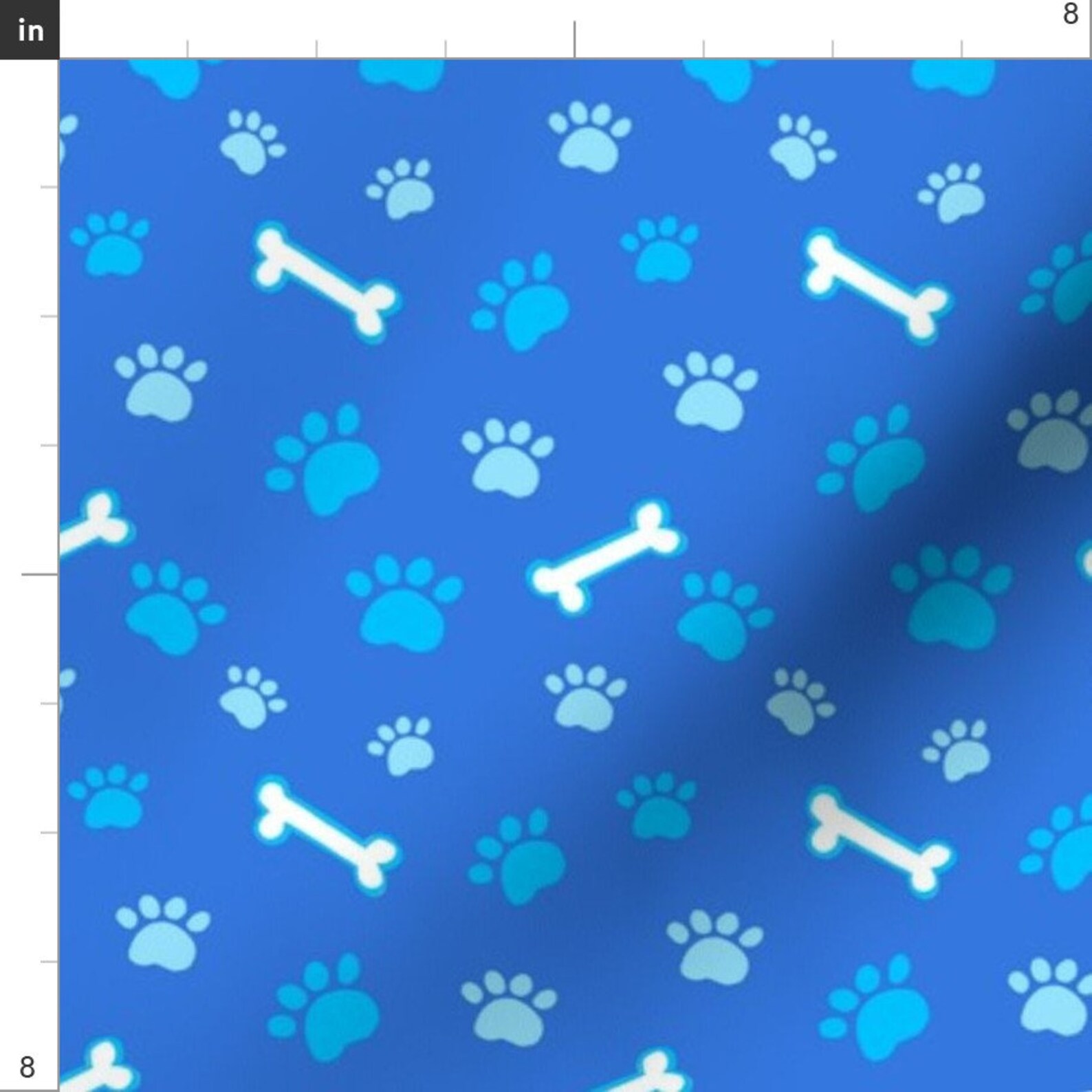 Blue Dog Paw Print Fabric Doggie Paws Bones by | Etsy