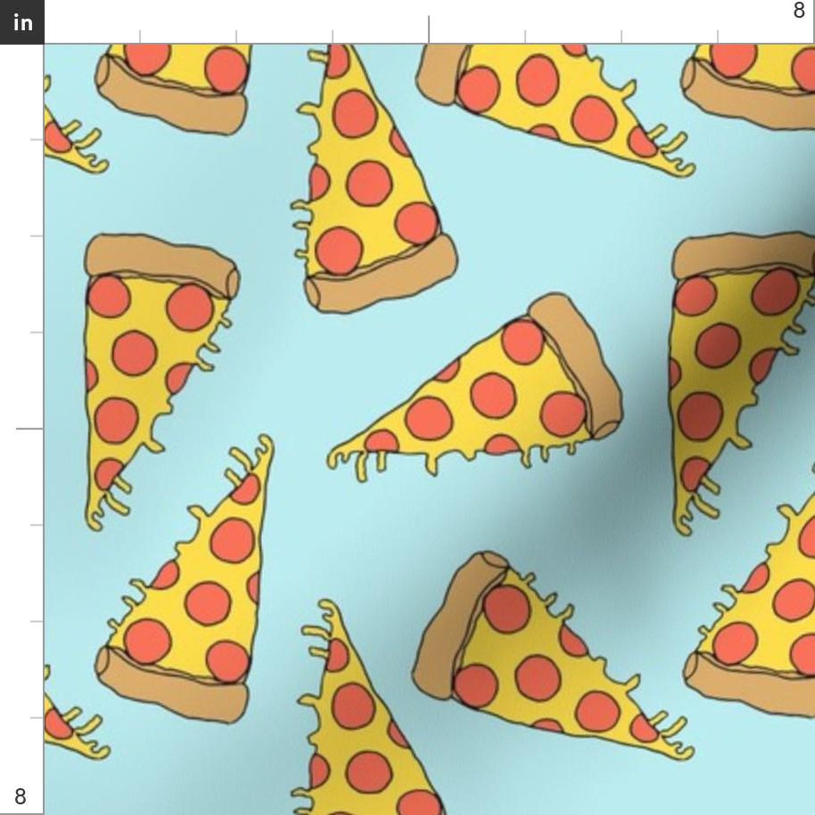 Pizza Fabric - Pizza // Light Blue Pastel Pizza Junk Food Kids 90s ...