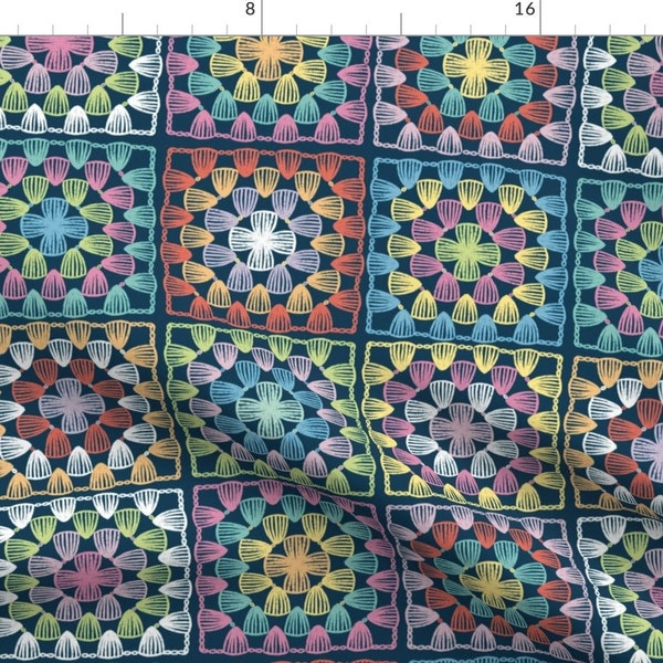 Granny Square Printed Fabric - Etsy