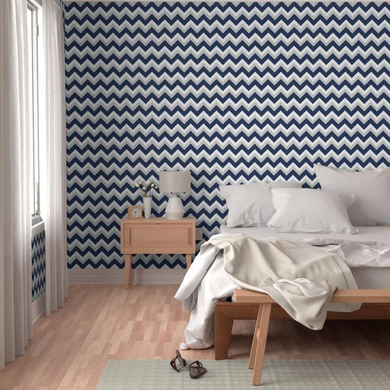 Chevron Wallpaper - Choppy Sea by Fleamarkettrixie - Boy Nursery Beach ...