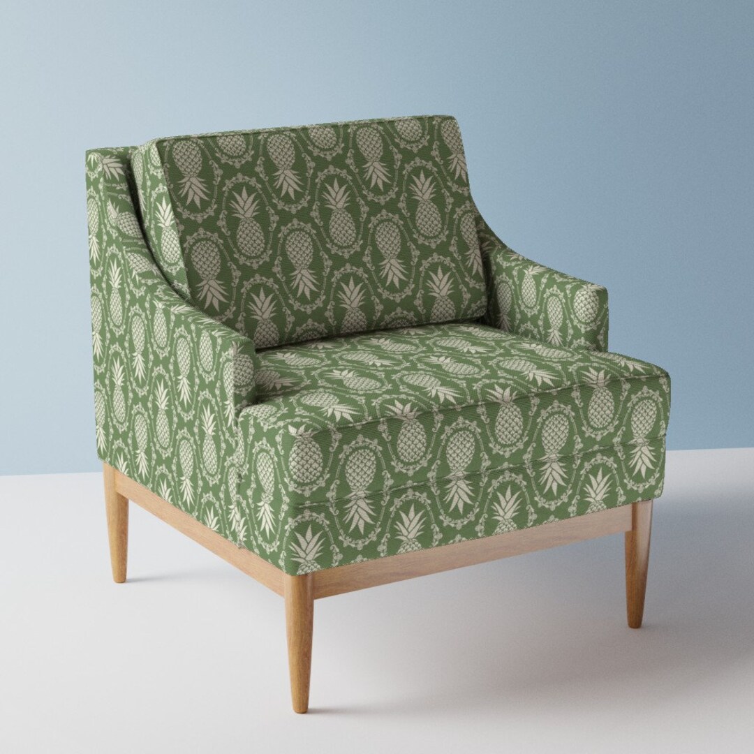 Fruit Damask Upholstery Fabric Pineapple by Kristeninstitches Kelly ...