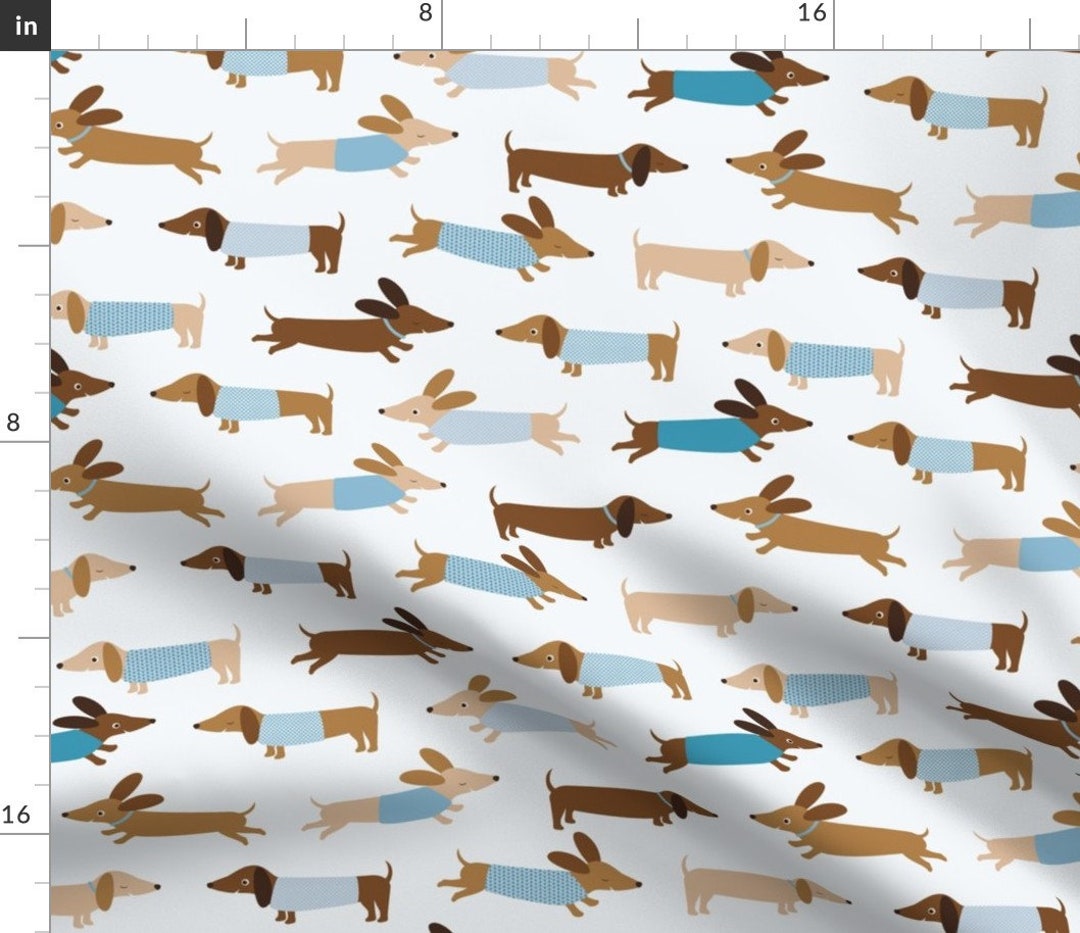 Dachshund Fabric Dachshund With Blue by Heleenvanbuul Dog Pet Lovers ...