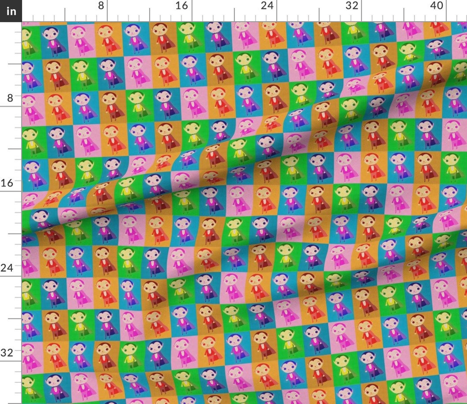 Pop Art Vampire Fabric Vampire in Color by Heidikenney - Etsy
