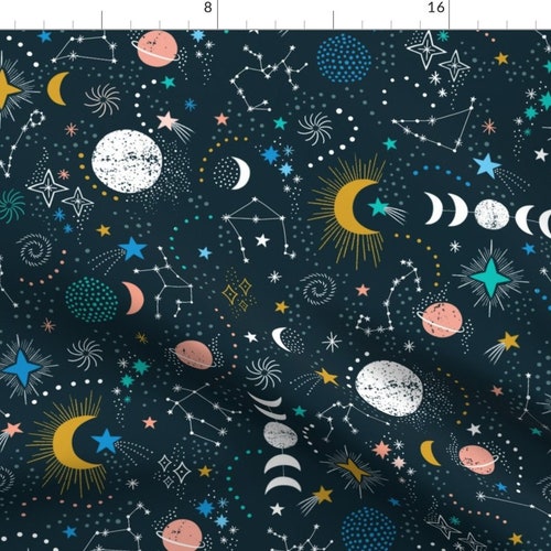 Astrology Planets and Constellations Fabric the Night Sky by - Etsy