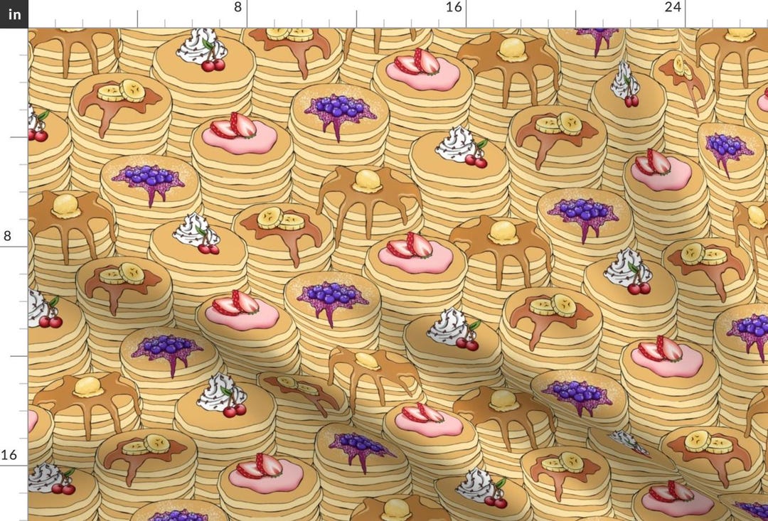 Pancake Breakfast Fabric - Flapjack Stack by Pattysloniger- Hotcake ...