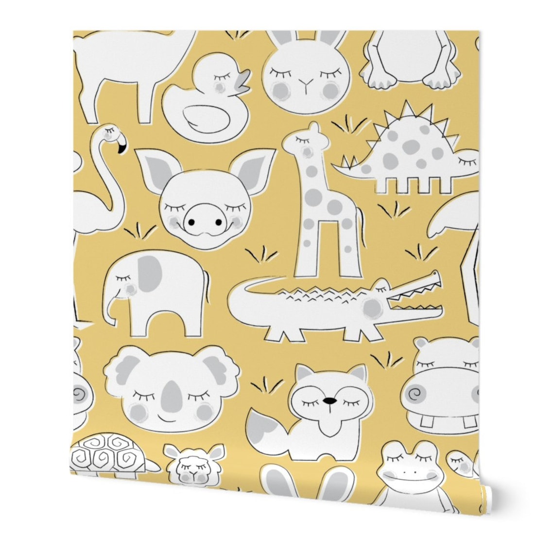 Farm Animal Wallpaper Baby Animal Yellow by Lilcubby - Etsy