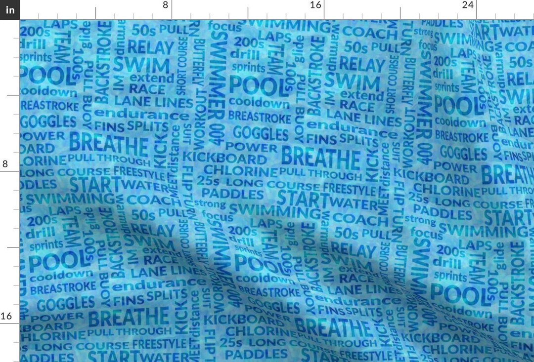 Swimming Fabric - Swimming Word Cloud by Julia Diane - Swimming Phrases ...