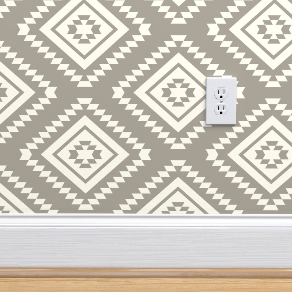 Boho Wallpaper Aztec Ivory Beige by Fernlesliestudio | Etsy
