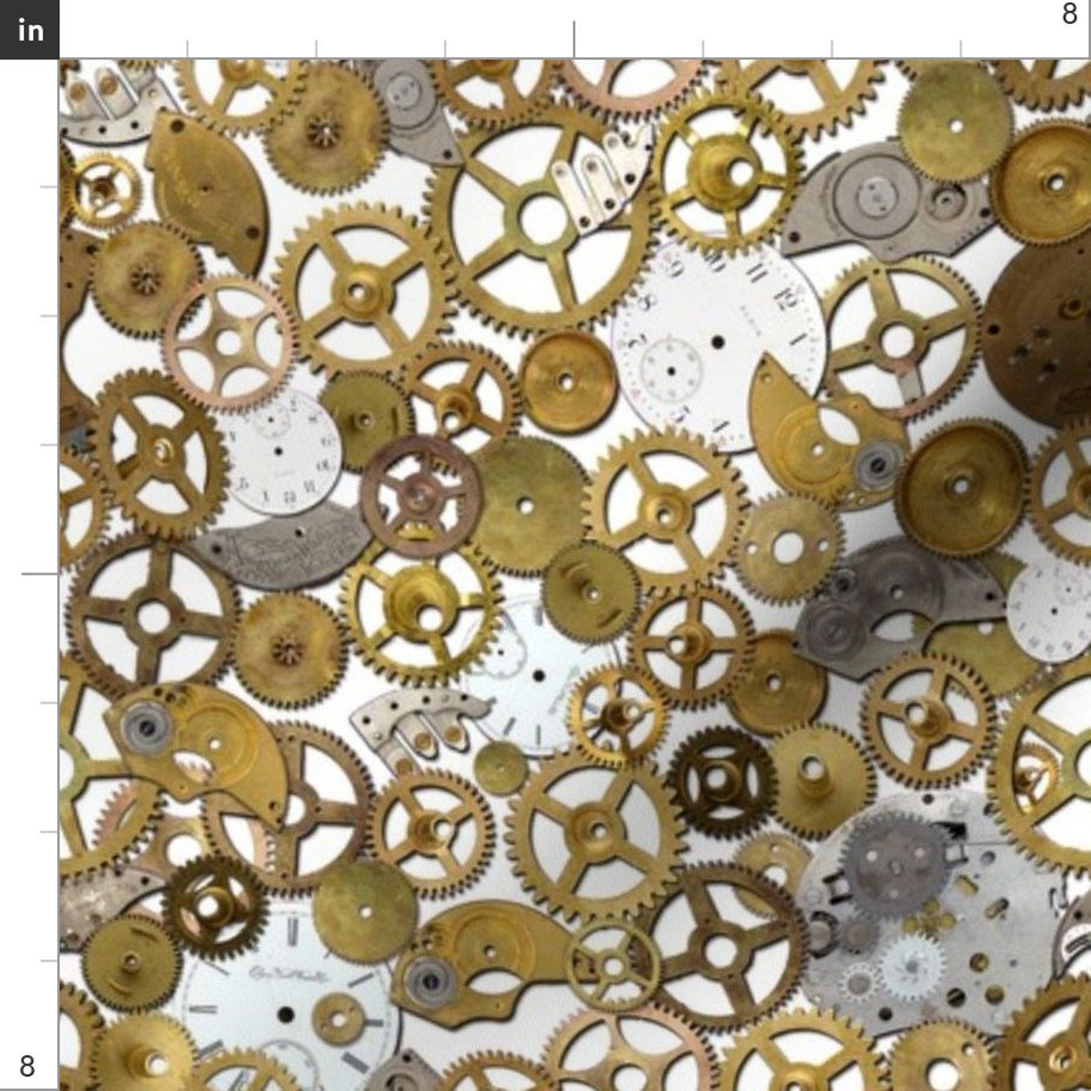 Steampunk Fabric Steampunk Watch Parts on White Smaller by - Etsy