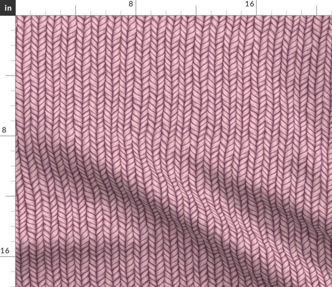 Chunky Knit Fabric Salmon Pink Maroon Chunky Knit Pattern By - Etsy España