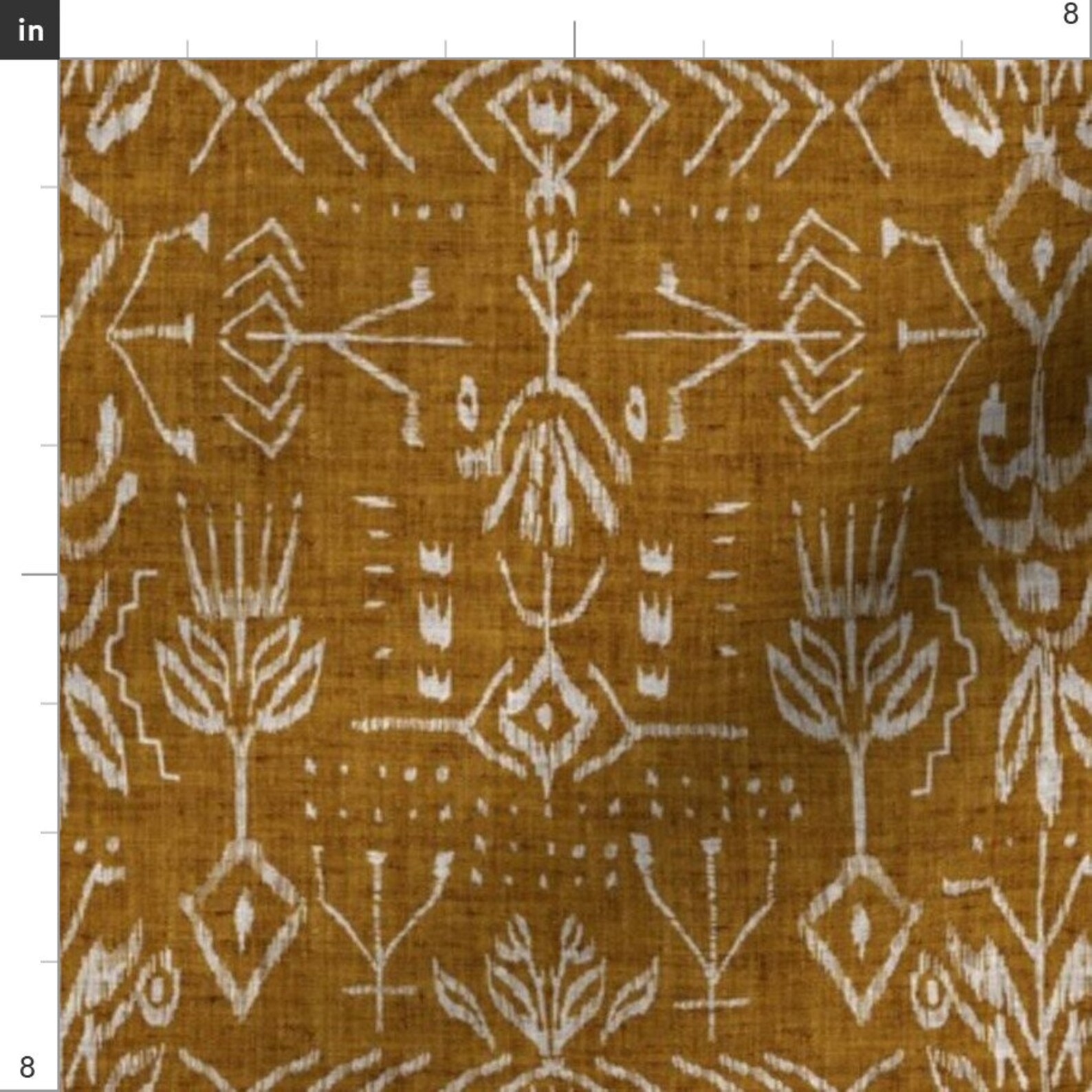 Brown Heathered Design Fabric Verdure Ikat mustard Med by | Etsy