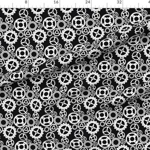 Cogs Fabric Cogs Ma Dawgs by Abbieuproot Cogs Black White - Etsy