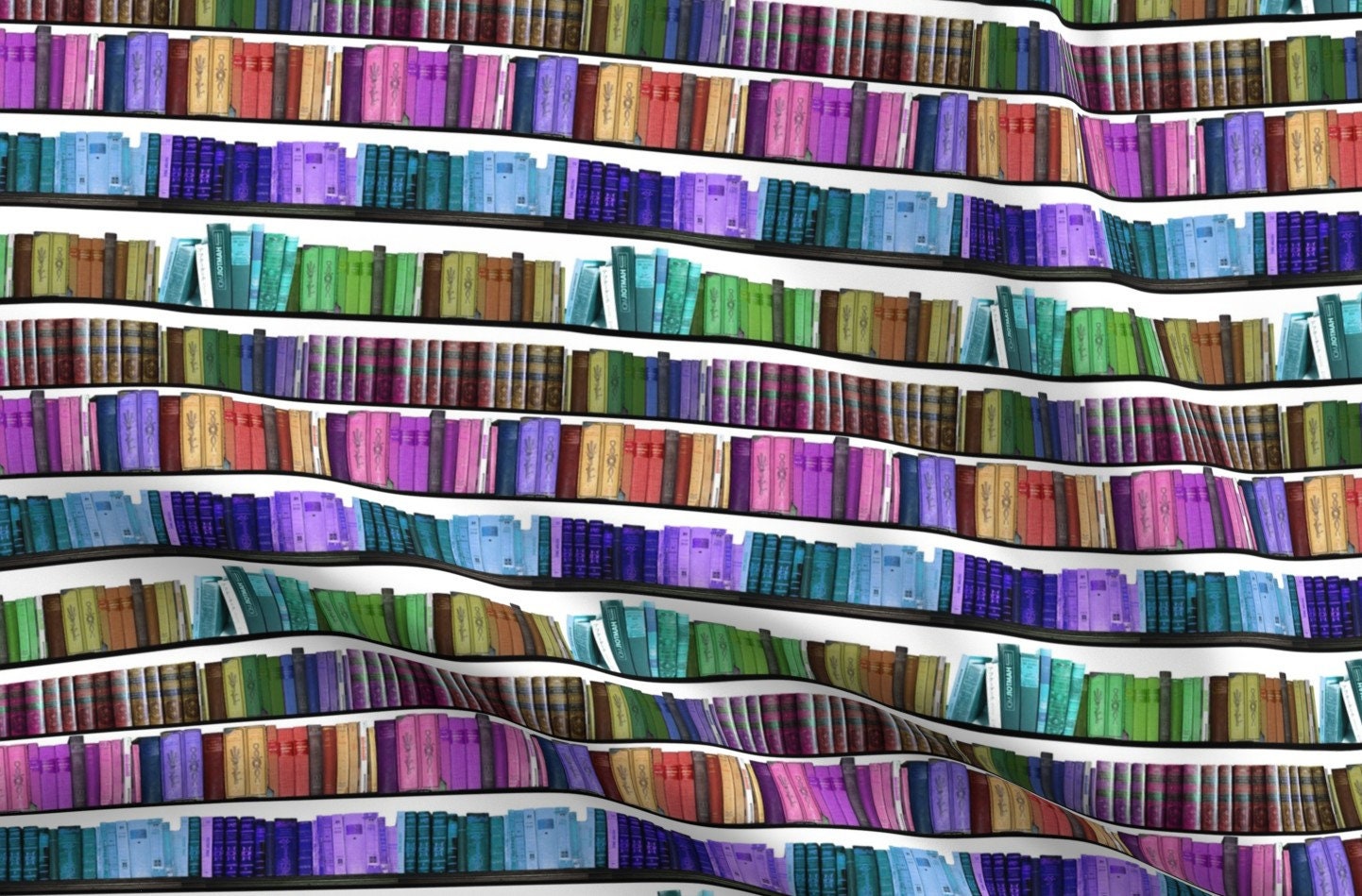 Library Book Fabric Rainbow Books Bookshelf By Inspirationz | Etsy