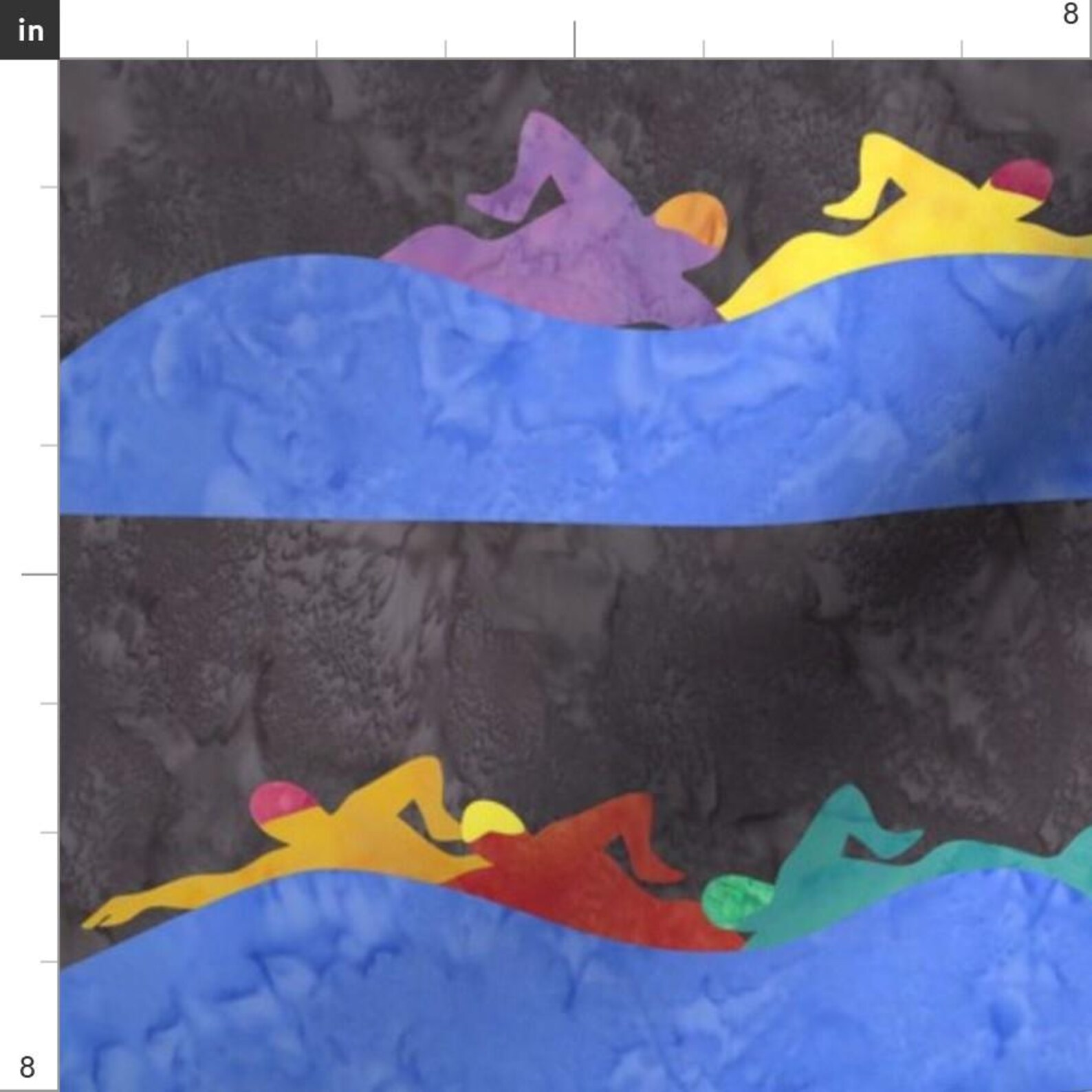 Batik Fabric Swimmers Dark Grey by Jvclawrence Colorful Summer Swim ...