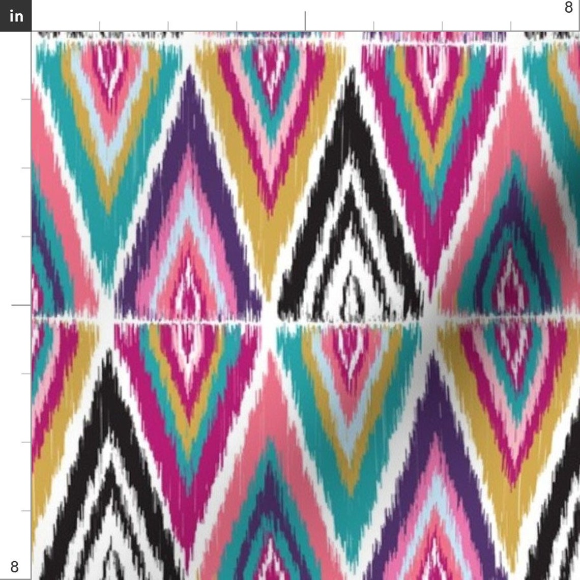 Rainbow Boho Fabric Color Pop Ikat Split Diamonds By | Etsy