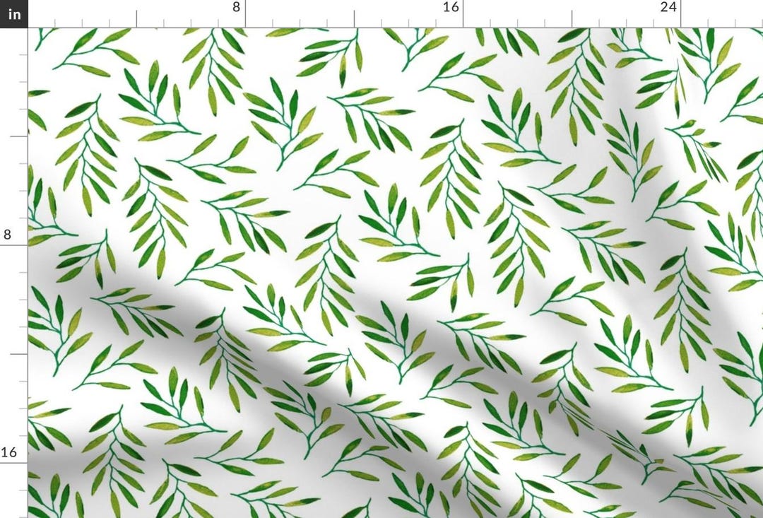 Watercolor Willow Fabric - Willow - Green 2 by Jillbyers - Green ...
