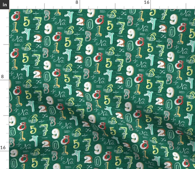 Green Math Fabric Numéro by Graceful Green Number - Etsy