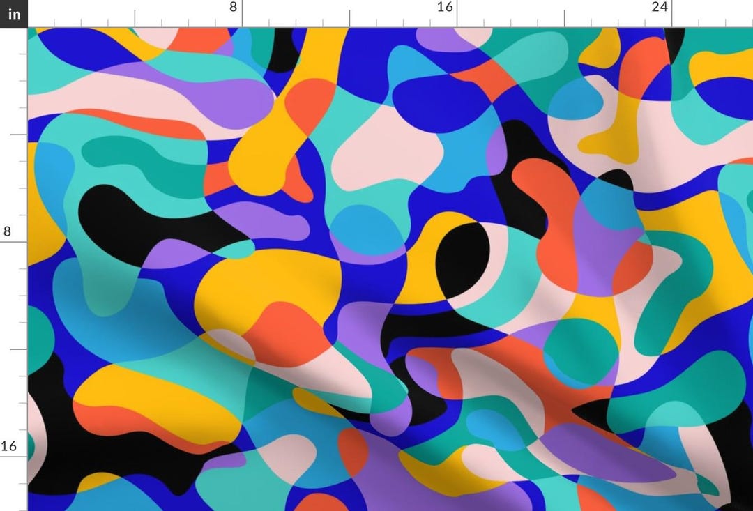 Retro Modern Fabric - Vibrant Color-blocking by Evamatise - Bright ...