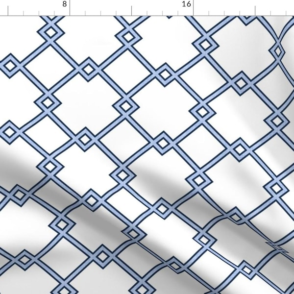 Blue Lattice Fabric - Etsy