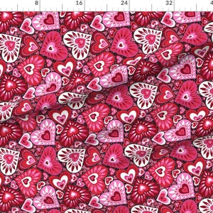 Valentine's Day Hearts Fabric Hearts Galore by Willowbirdstudio ...