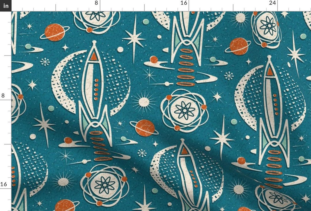Space Fabric - Atomic Age Space Exploration by Studioxtine - Retro ...