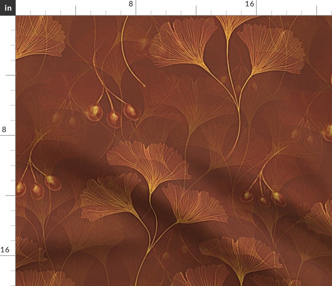 Gingko Tree Leaves Fabric Ginkgo Biloba-coffee by Wren - Etsy
