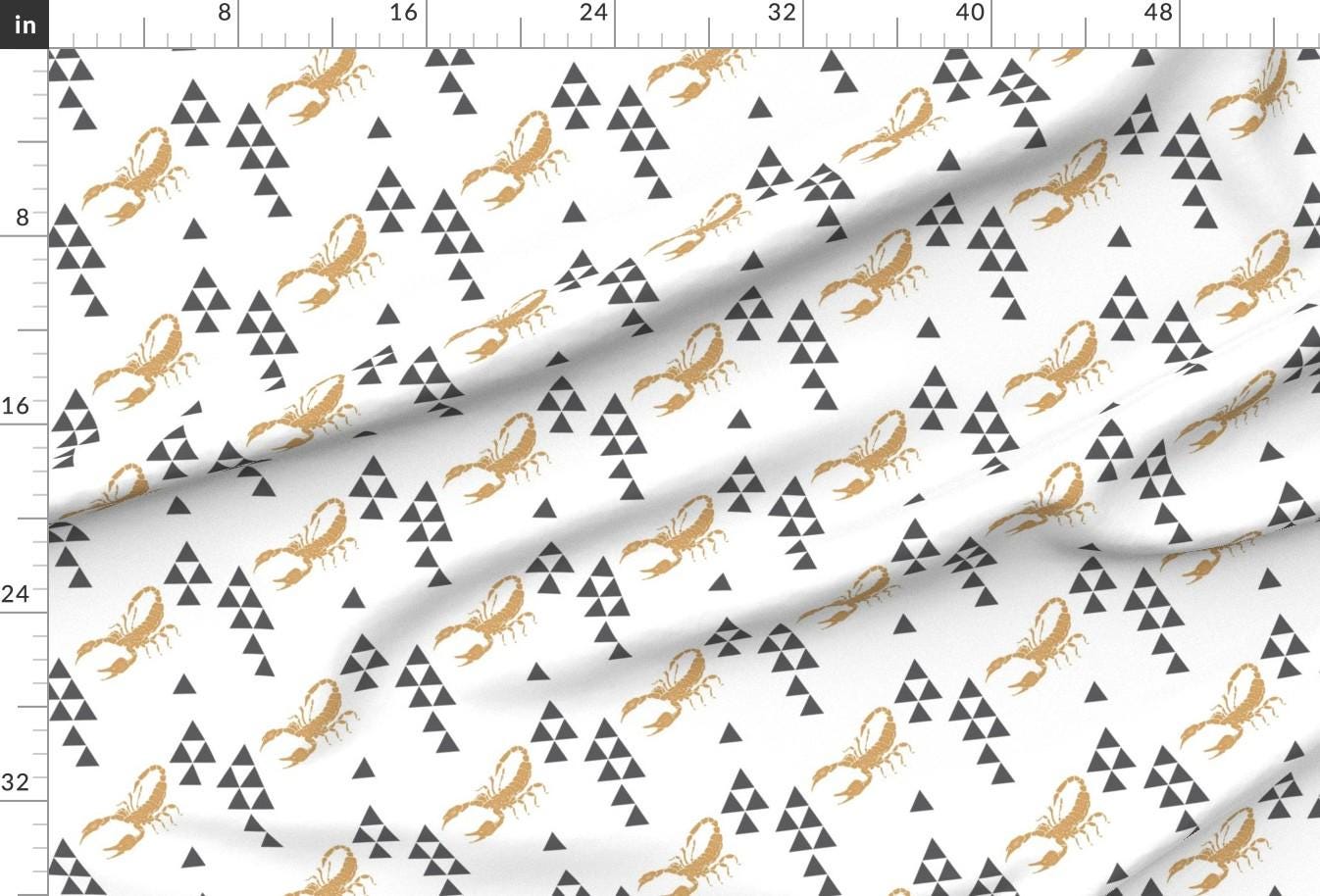 Scorpion Fabric - Geometric Scorpion in Gold by Bella Modiste - Desert ...