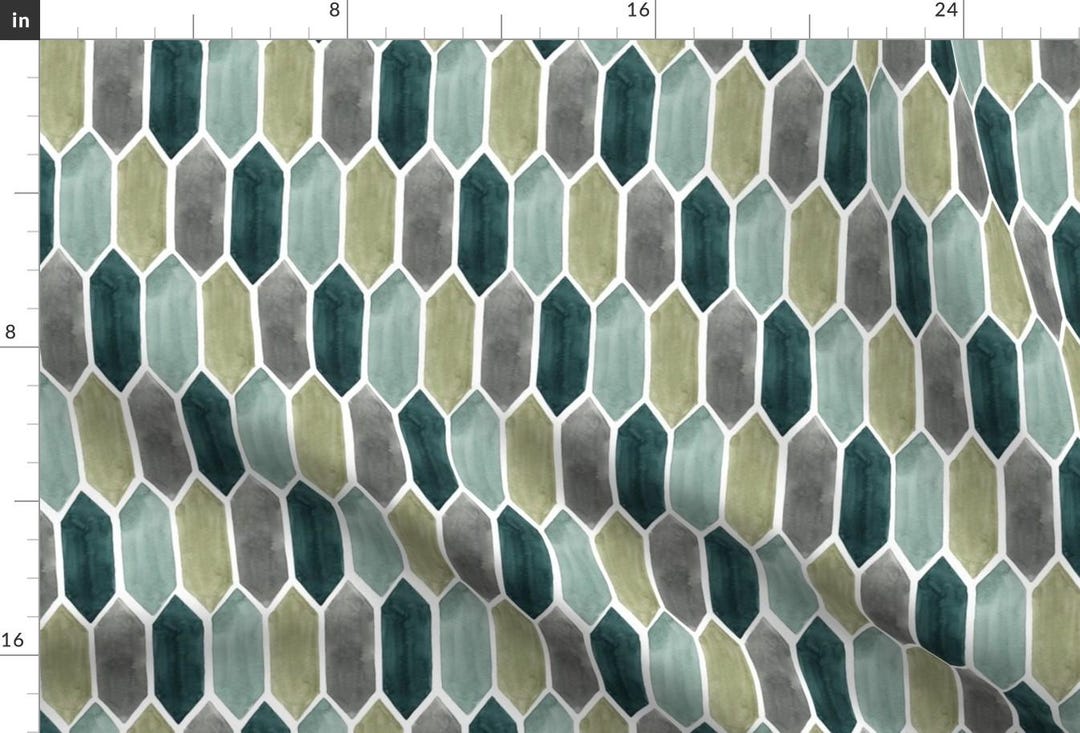 Abstract Hex Decor Fabric Stretch Hex by Bluebirdcoop Watercolor ...