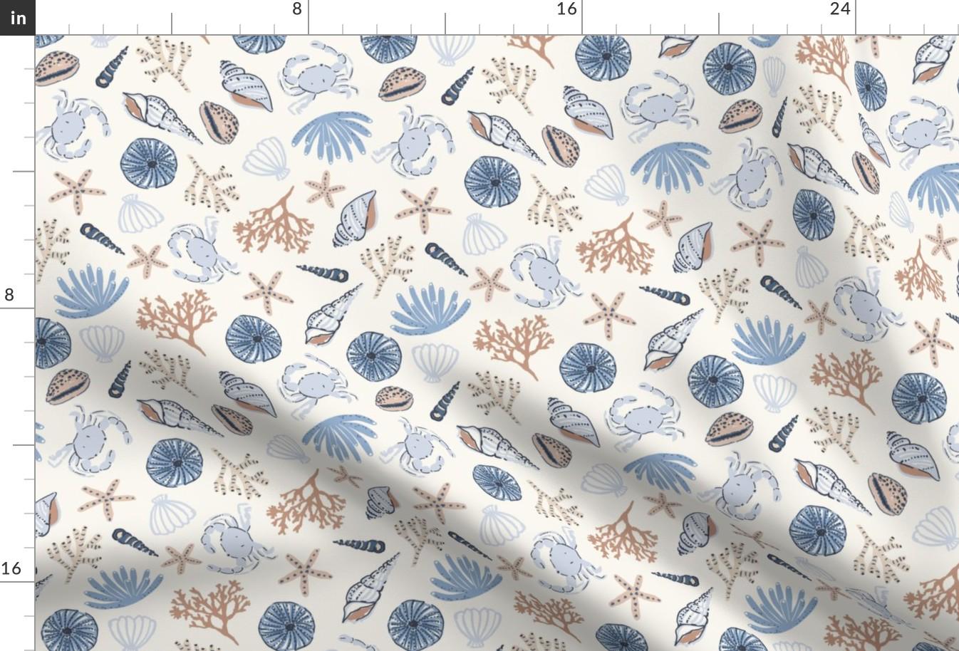 Coastal Seashell Apparel Fabric - Rock Pool by Hufton_studio - Soft ...
