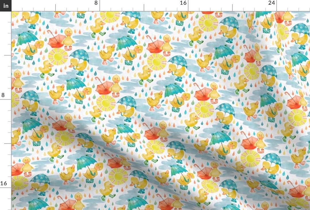 Baby Duck Fabric - Little Ducks by Gingerlique - Rainy Days Muddy ...